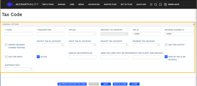 How to set up tax codes